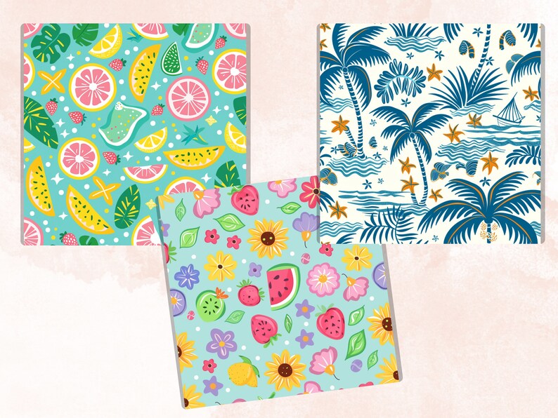 Seamless Summer Digital Paper, Tropical Floral Seamless Pattern, Summer ...