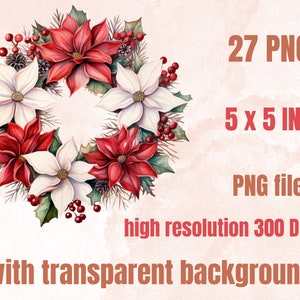 27 PNG Watercolor Christmas Wreath Clipart, Merry Christmas Holiday ...
