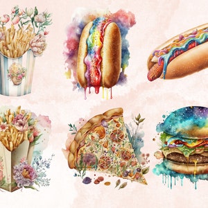 22 PNG Watercolor Fantasy Fast Food Clipart, Cute Fast Food Clip Art ...