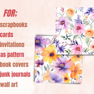 Watercolor Spring Floral Digital Paper, Flowers Seamless Pattern ...