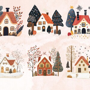 30 PNG Scandinavian Christmas House Clipart, Christmas House Folk Art ...