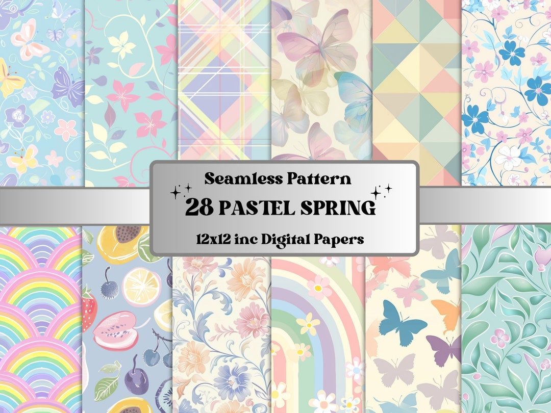 Seamless Pastel Spring Digital Paper, Soft Floral Botanical Seamless ...