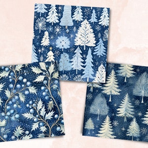 Printable Blue Christmas Digital Paper, Pastel Christmas Ephemera ...