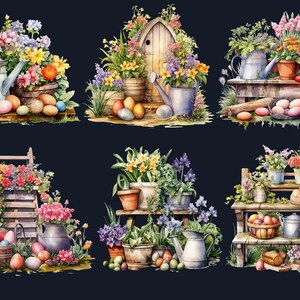 35 PNG Watercolor Easter Garden Clipart, Floral Easter Secret Garden ...