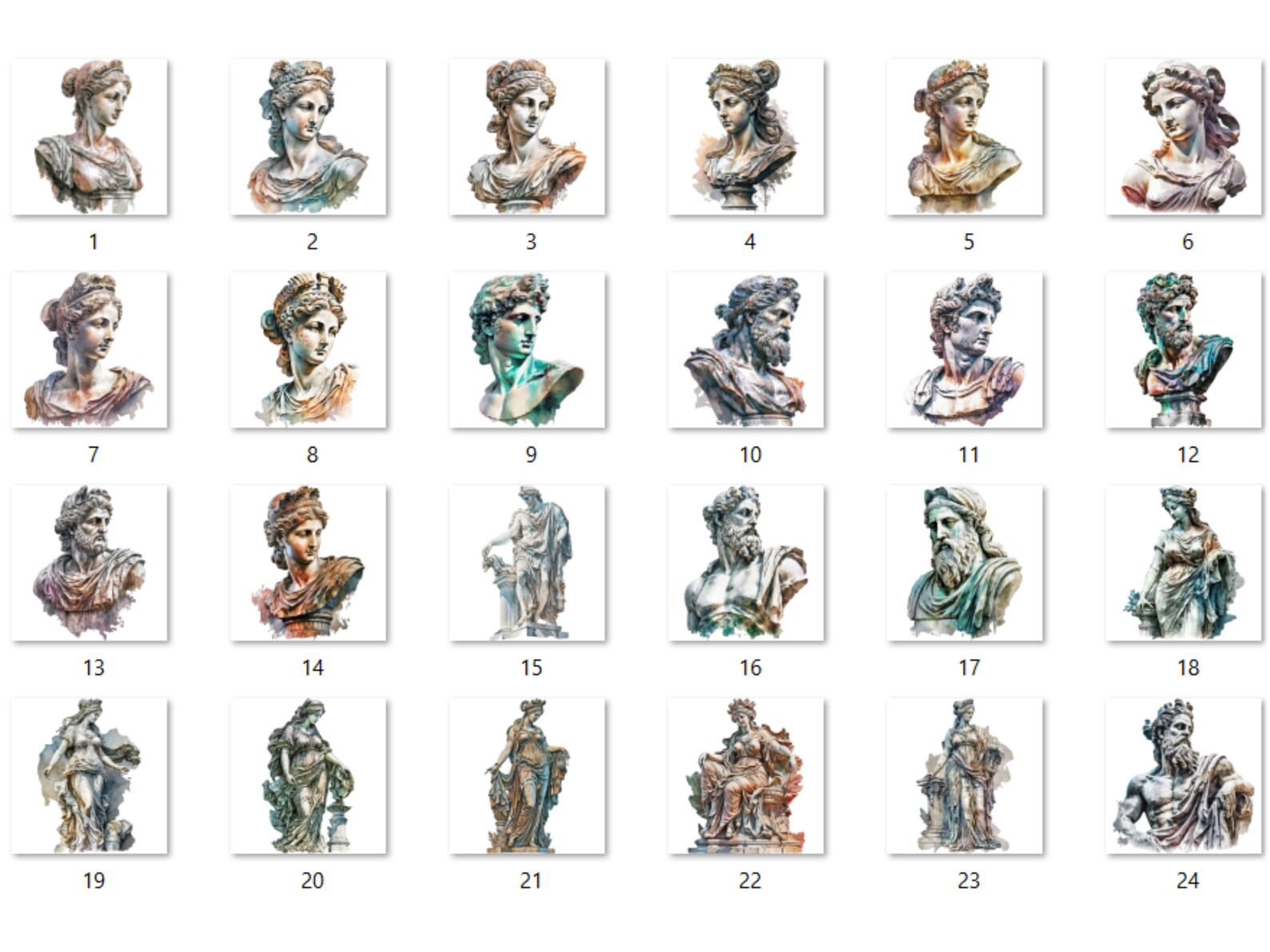24 PNG Watercolor Ancient Statue Clipart, Antique Statue Illustrations ...