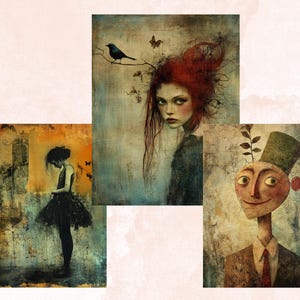 Whimsy Grunge Collage Paper Kit, Surreal Grunge Mixed Media Sheet ...