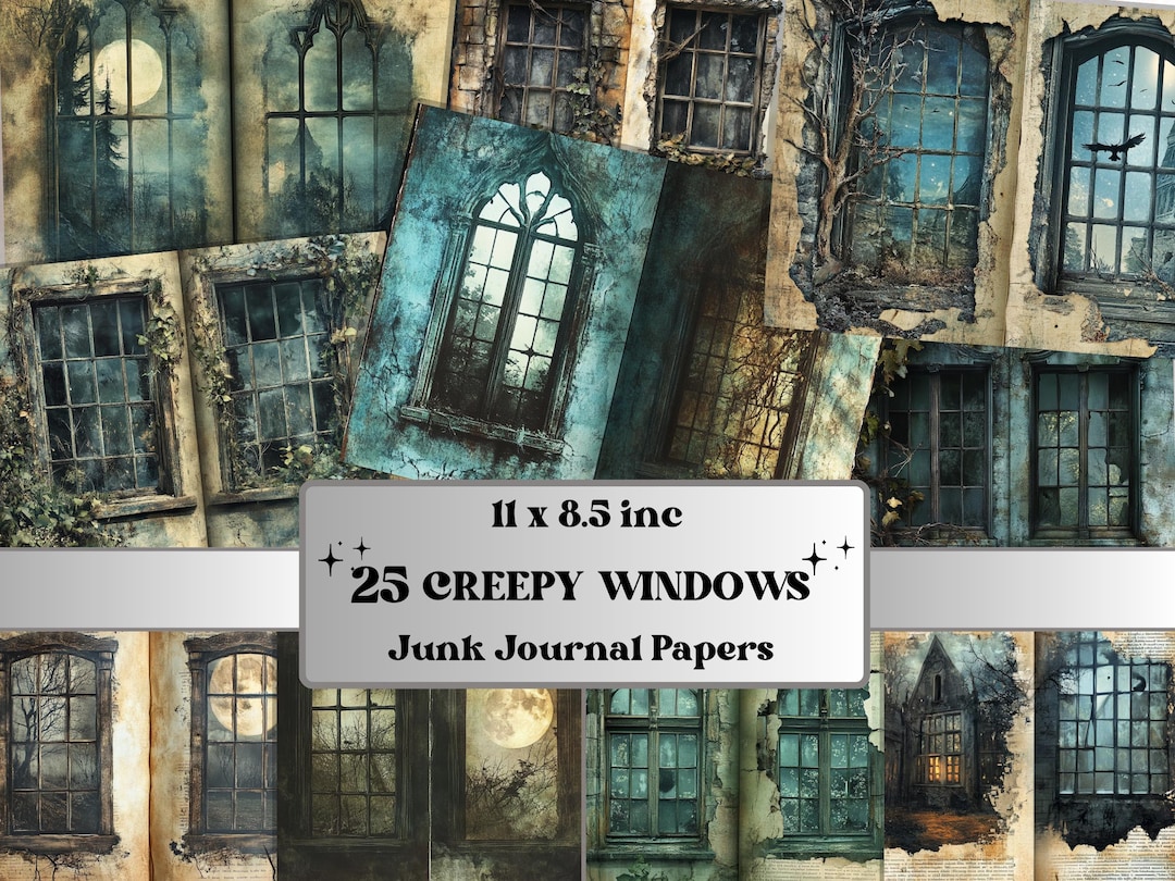 Creepy Window Double Pages Ephemera Kit, Spooky Mixed Media Paper ...