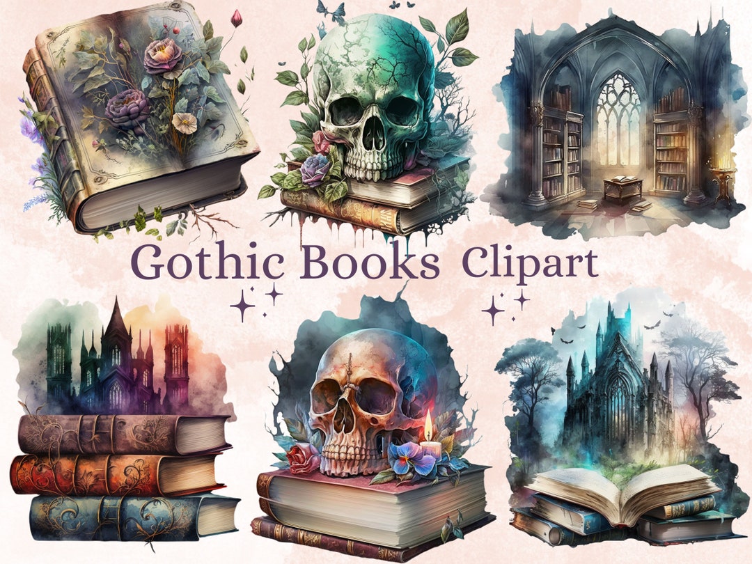 33 PNG Watercolor Gothic Books Clipart, Fantasy Book Clip Art, Gothic ...