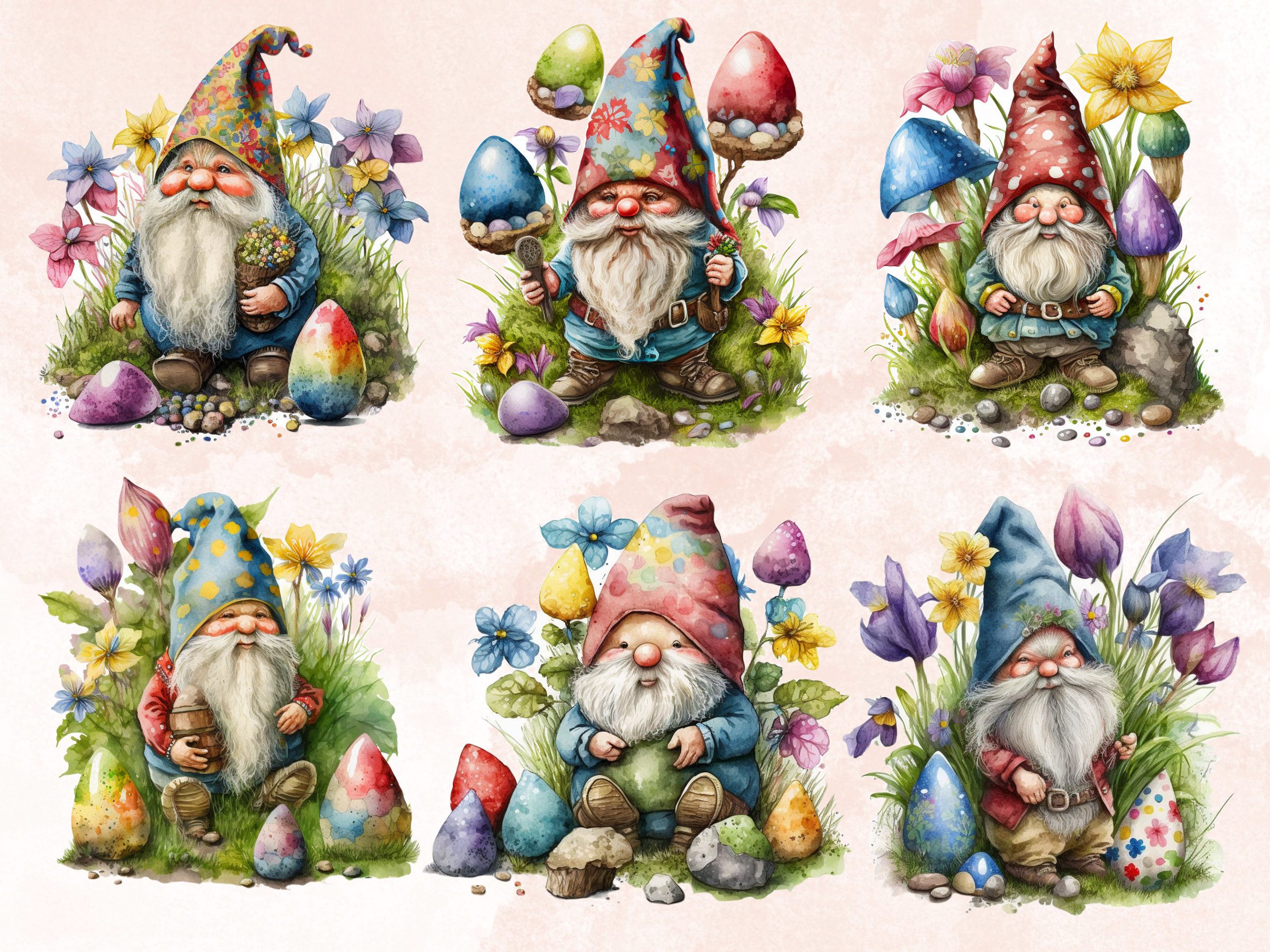22 PNG Watercolour Easter Gnomes Clipart Spring Garden Gnome - Etsy