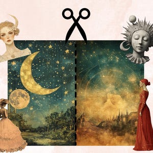 Whimsy Celestial Collage Elements, Surreal Modern Astronomy Fussy Cut ...