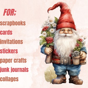 20 PNG Watercolor Christmas Santa Gnome Clipart, Christmas Clip Art ...