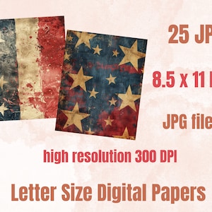 Vintage Patriotic America Digital Paper, 4th of July Americana Ephemera ...