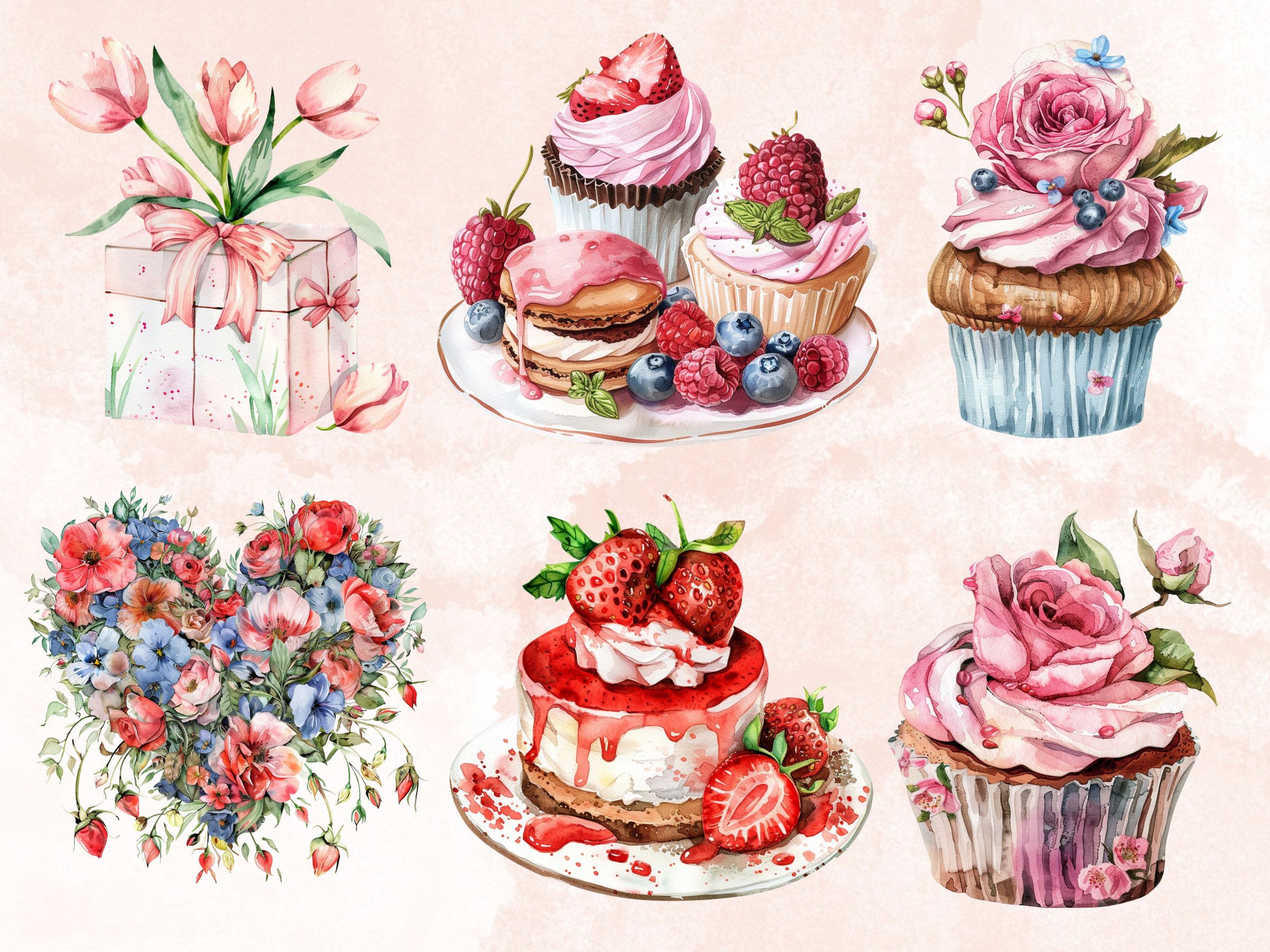 60 PNG Watercolor Mother's Day Gifts Clipart, Mothers Day Flower ...
