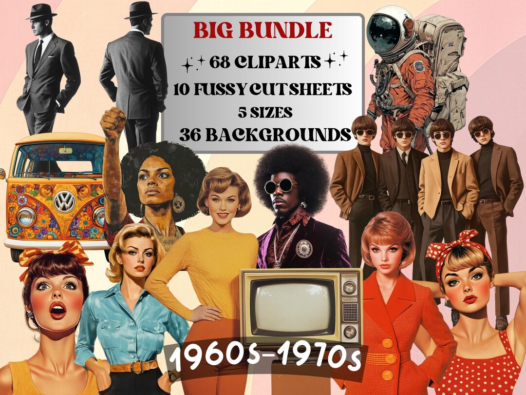 Vintage Nostalgia Collage Set, Whimsical Surreal 1960's-1970's Cut Outs ...