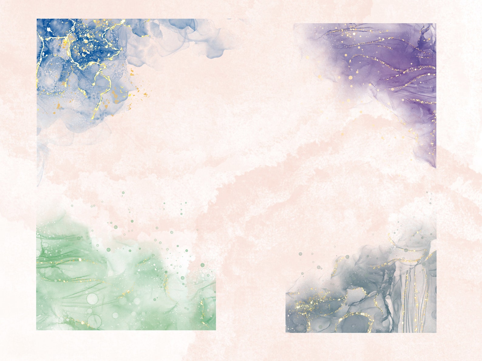 20 PNG Alcohol Ink Clipart Borders, Watercolor Clip Art Border, Rainbow ...