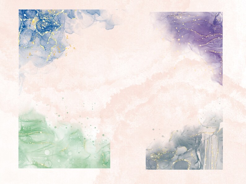 20 PNG Alcohol Ink Clipart Borders, Watercolor Clip Art Border, Rainbow ...