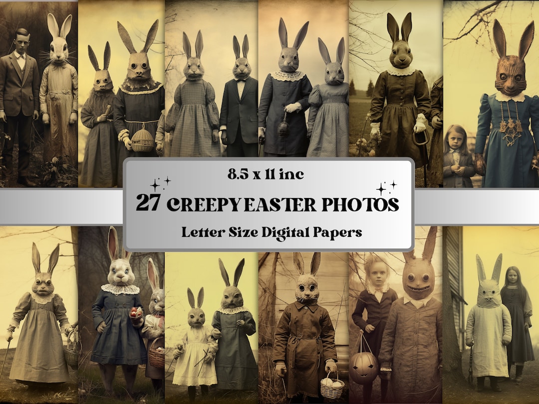 Printable Creepy Easter Photos Digital Paper, Horror Easter Old ...