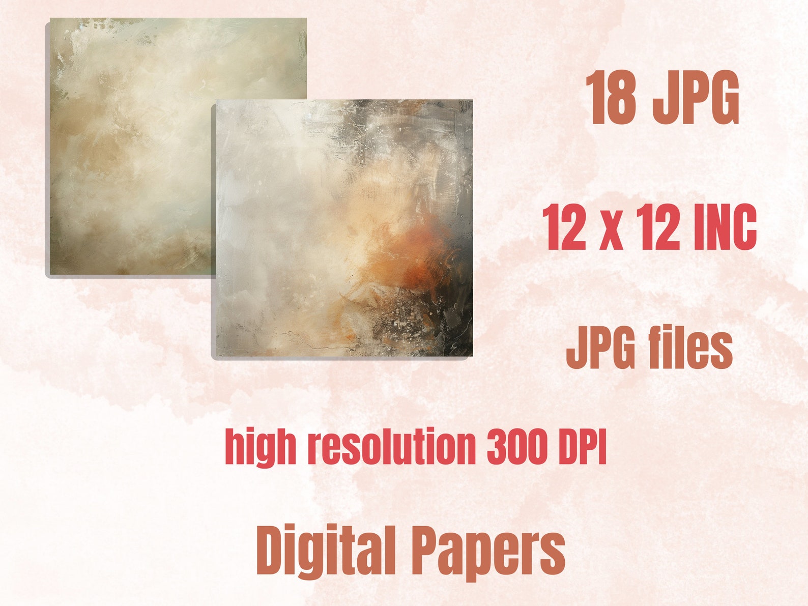 Neutral Texture Digital Paper Pack, Elegant Beige Neutral Background ...