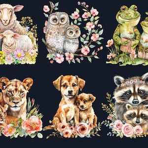 70 PNG Watercolor Mother's Day Animals Clipart, Cute Mothers Day ...