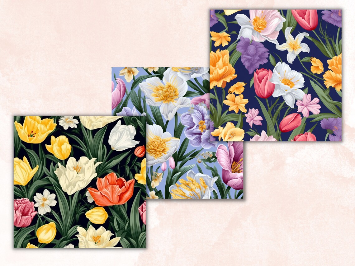 Seamless Spring Floral Digital Paper, Flowers Seamless Pattern, Spring ...