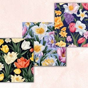 Seamless Spring Floral Digital Paper, Flowers Seamless Pattern, Spring ...