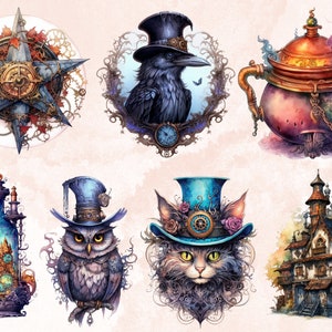 38 PNG Watercolor Steampunk Witch Clipart, Steampunk Witchcraft Clip Art, Witch Clip Art Png ...