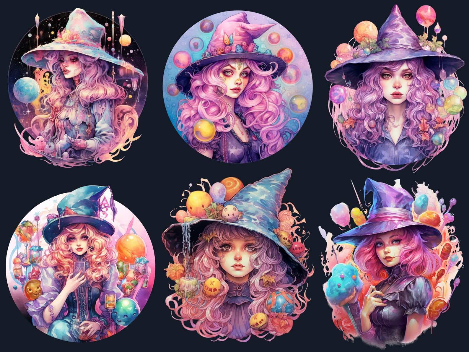 38 PNG Watercolor Candy Witch Clipart, Fantasy Witchcraft Clip Art ...