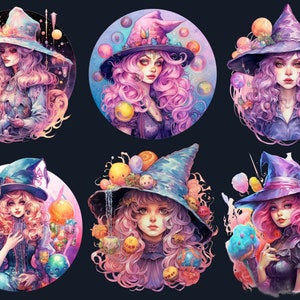 38 PNG Watercolor Candy Witch Clipart, Fantasy Witchcraft Clip Art ...