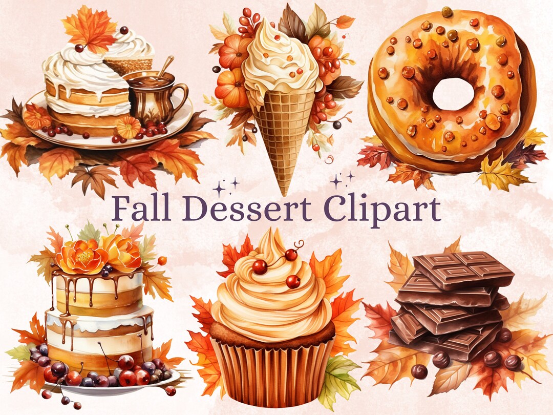 40 PNG Watercolor Fall Dessert Clipart, Autumn Dessert Illustrations ...