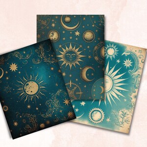 Printable JPG Pages Vintage Celestial Junk Journal Digital Paper Pack ...