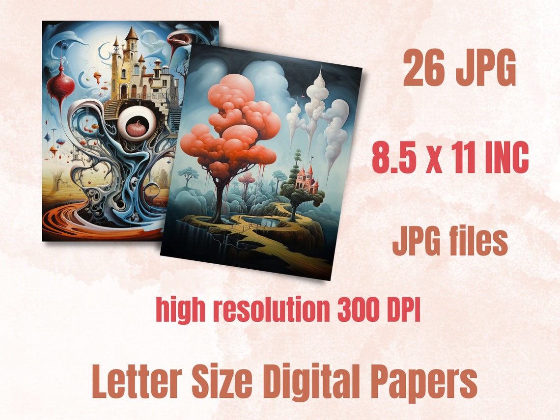 Printable Surrealism Digital Paper, Surreal Art Background, Fantasy ...