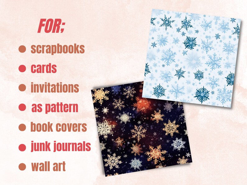 Seamless Winter Snowflakes Digital Paper Pack, Snowy Holiday Repeating ...