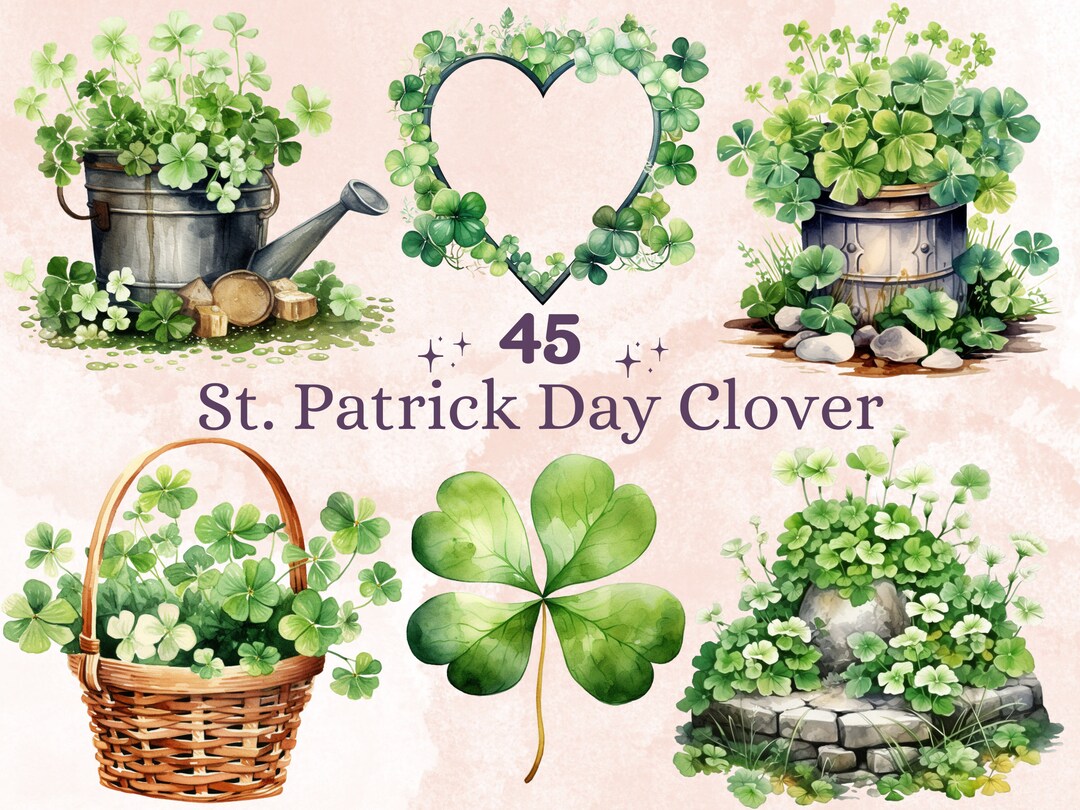 45 PNG Watercolor St.patrick’s Day Clover Clipart, Four Leaf Clover ...