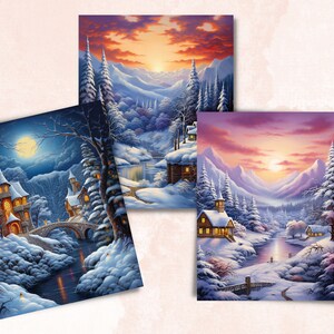 Printable Winter Wonderland Digital Paper, Snow Forest Background ...