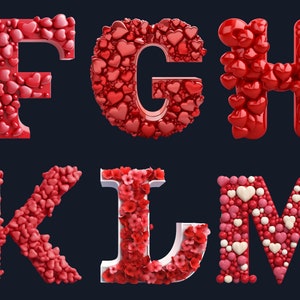 26 PNG Watercolour Red Valentine's Day Alphabet Clipart, Love Letters ...