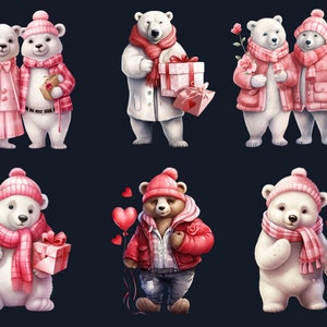 40 PNG Watercolor Valentine's Day Bears Clipart, Lovely Valentines Day ...