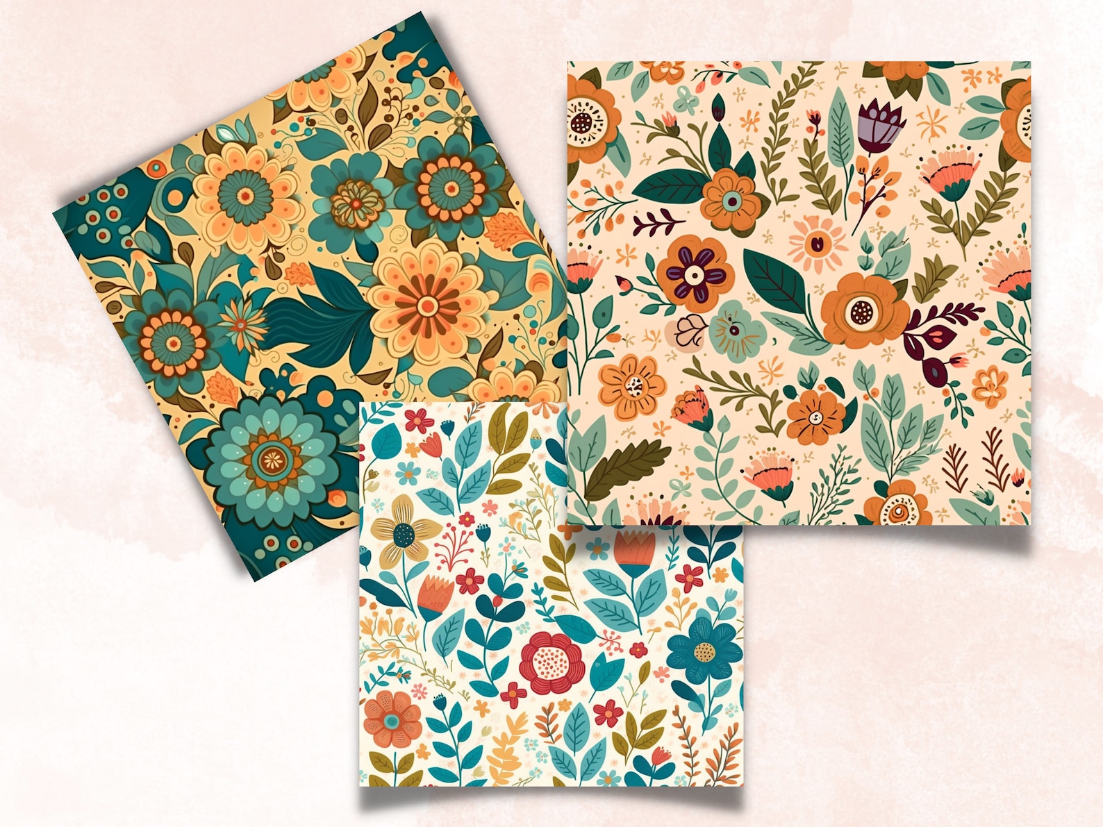 Boho Floral Digital Paper, Boho Flowers Paper Pack, Floral Journal and ...