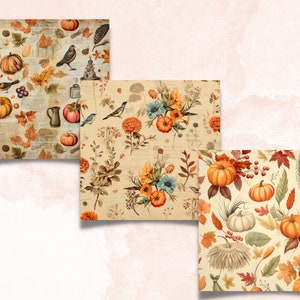 Printable Vintage Thanksgiving Digital Paper, Rustic Autumn, Fall ...