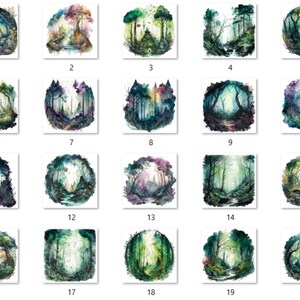 20 Watercolor Magical Forest Clipart, Fairy Forest Clip Art, Forest ...