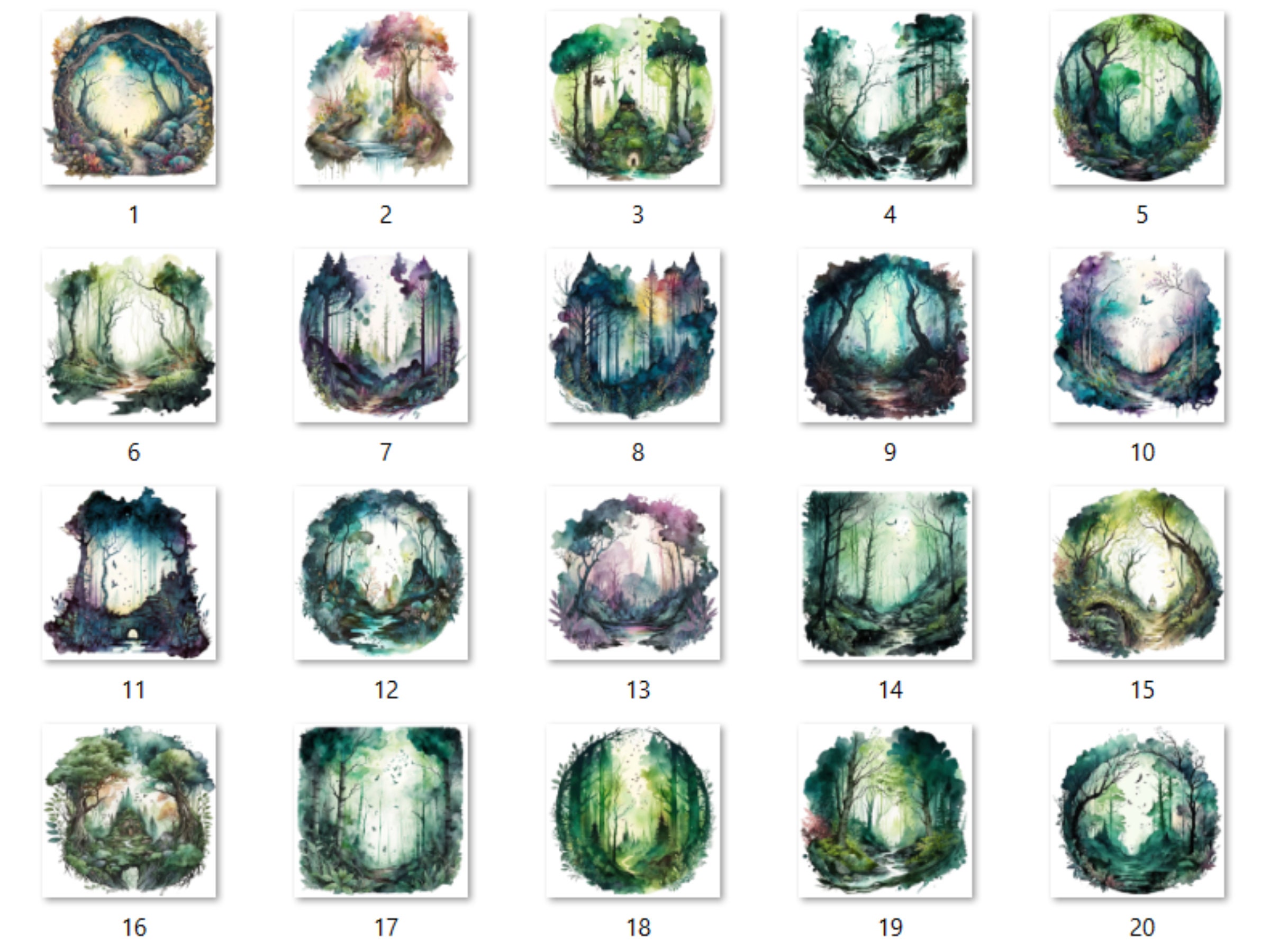 20 Watercolor Magical Forest Clipart, Fairy Forest Clip Art, Forest ...