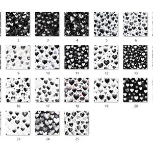 Seamless Black White Valentine's Day Digital Paper, Romantic Valentine ...