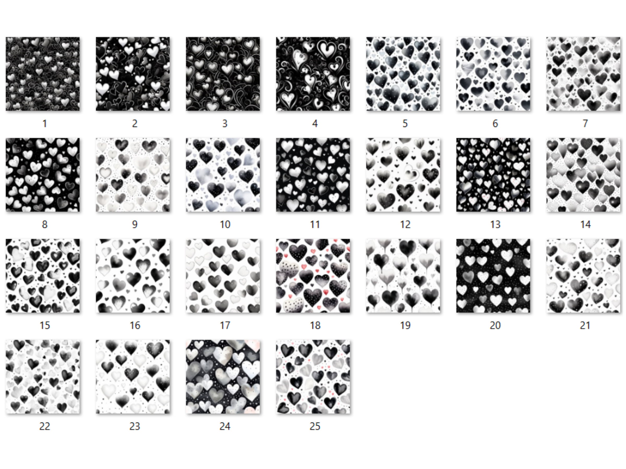 Seamless Black White Valentine's Day Digital Paper, Romantic Valentine ...