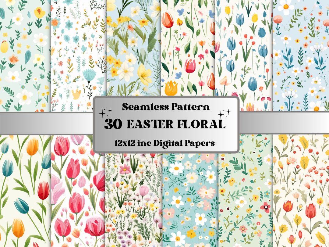 Seamless Easter Floral Digital Paper, Easter Botanical Seamless Pattern ...