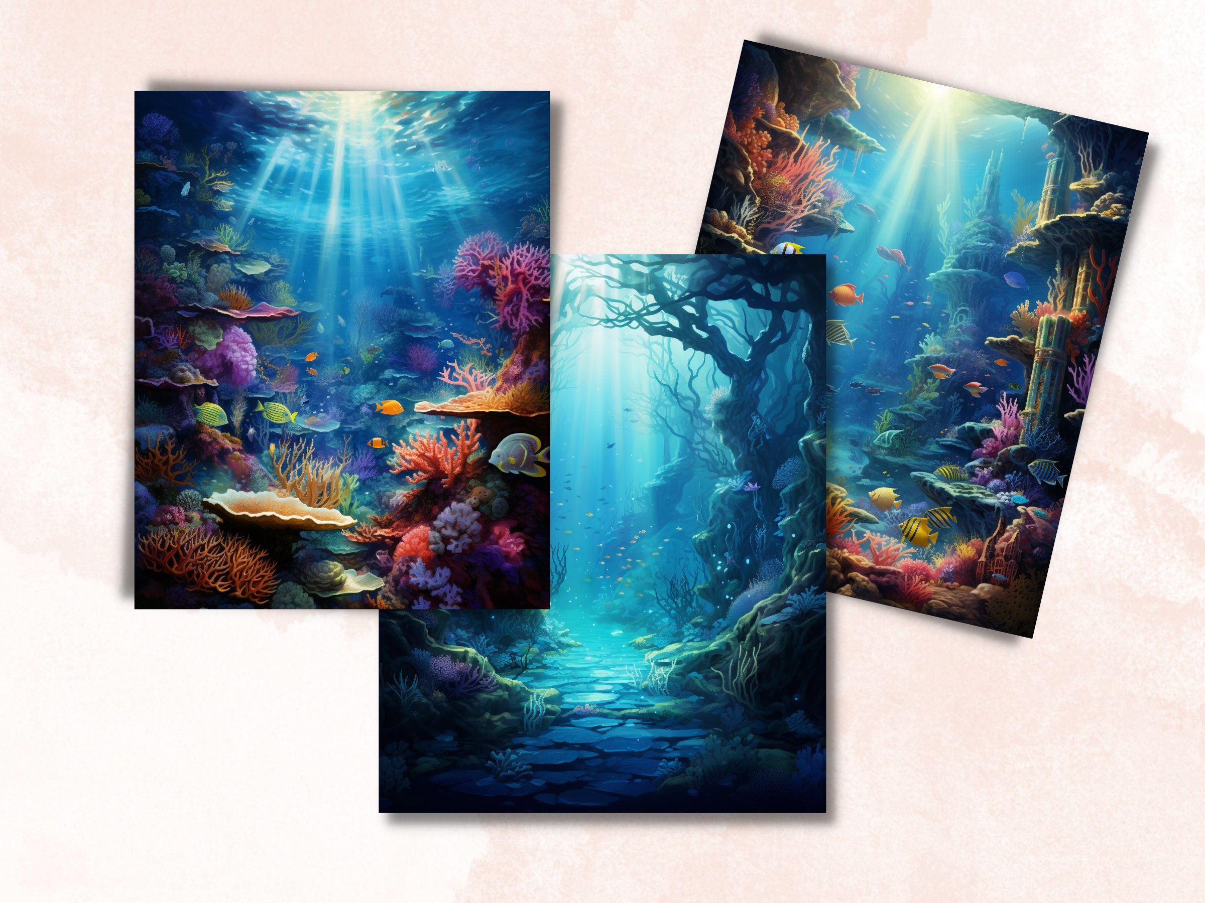Printable Enchanted Underwater Digital Paper, Under the Sea Background ...