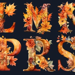 25 PNG Watercolor Fall Alphabet Clipart, Floral Autumn Letters ...