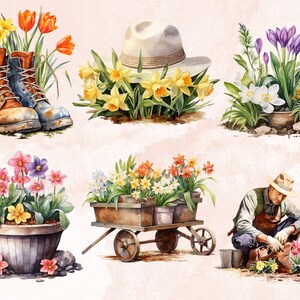 45 PNG Watercolor Spring Garden Clipart, Floral Spring Gardening ...