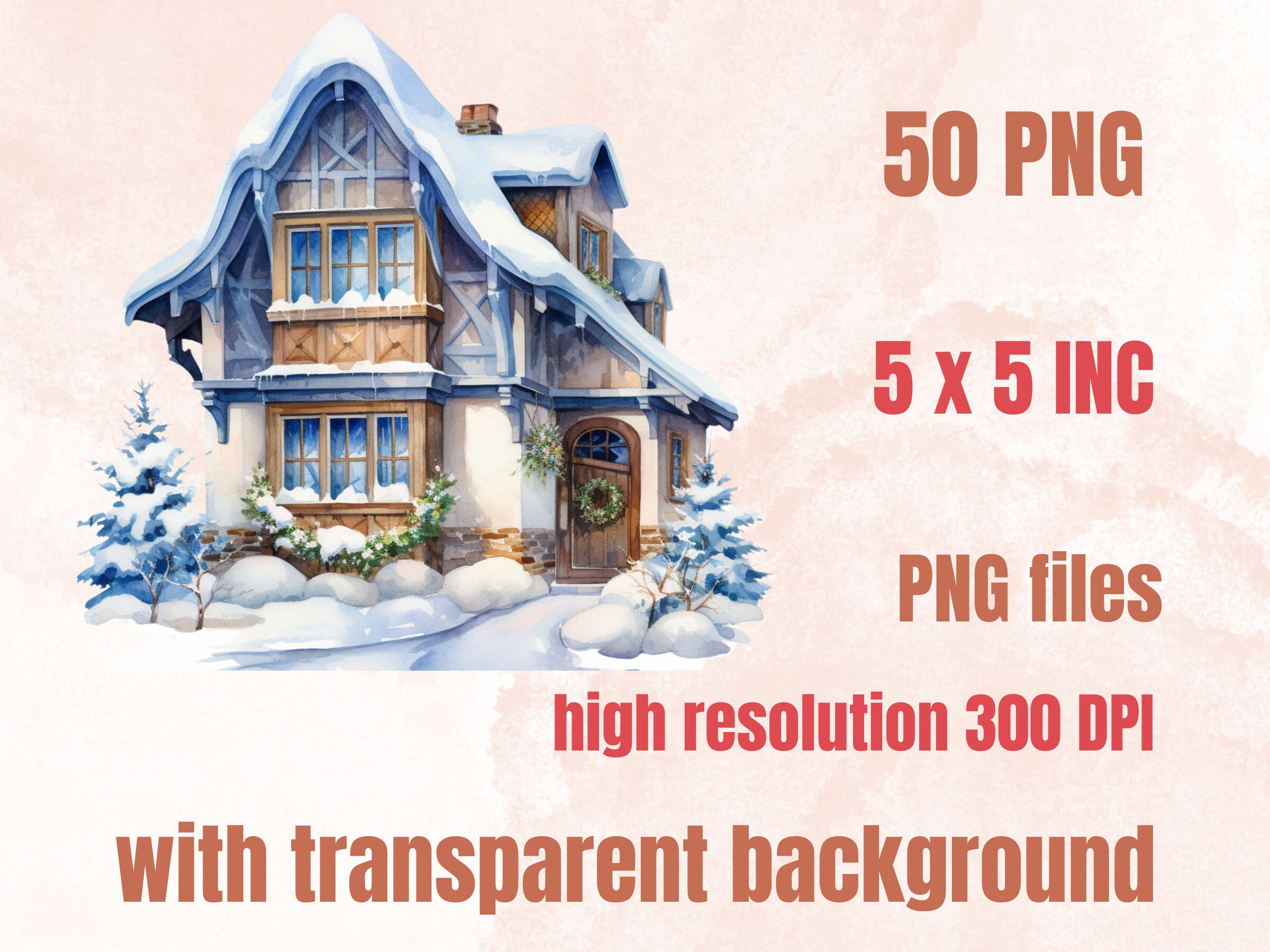 50 PNG Watercolor Winter Houses Clipart, Cozy Winter Fairy House ...