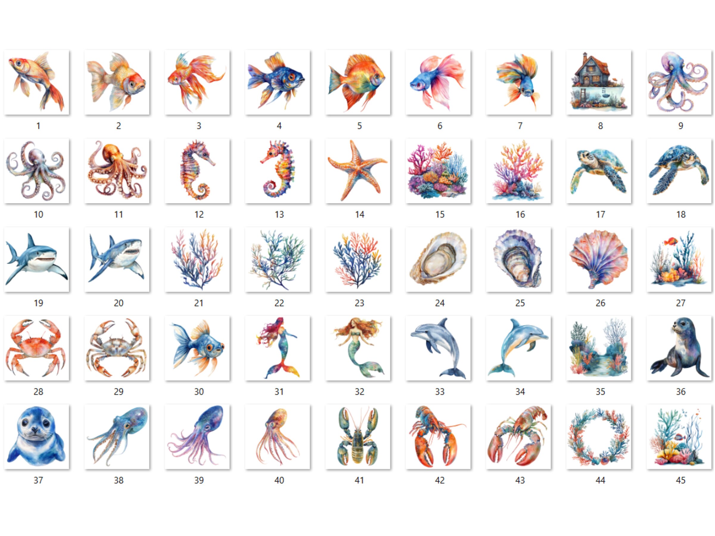 45 PNG Watercolor Underwater Clipart, Ocean Nursery Clip Art, Sea ...