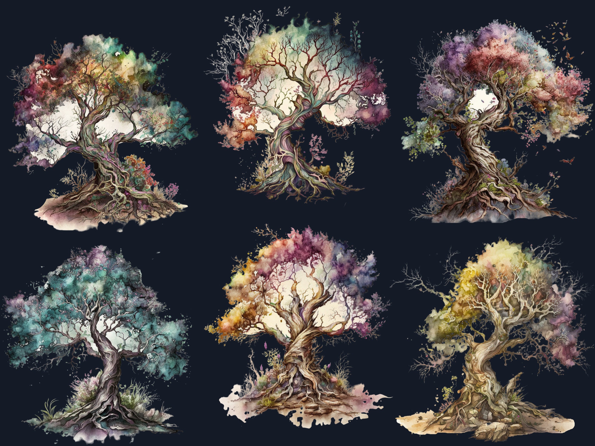 21 PNG Watercolor Tree Clipart Fantasy Tree Clip Art - Etsy UK