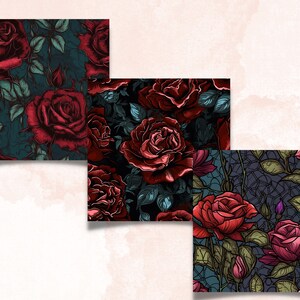 Seamless Gothic Roses Digital Paper, Gothic Roses Seamless Pattern ...
